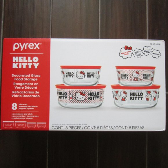 Pyrex | Kitchen | Pyrex Hello Kitty Sanrio Decorated Glass Food Storage ...